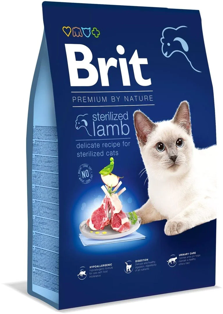 Brit Premium by Nature Cat. Sterilized Lamb, 8kg granule pro kočky ...